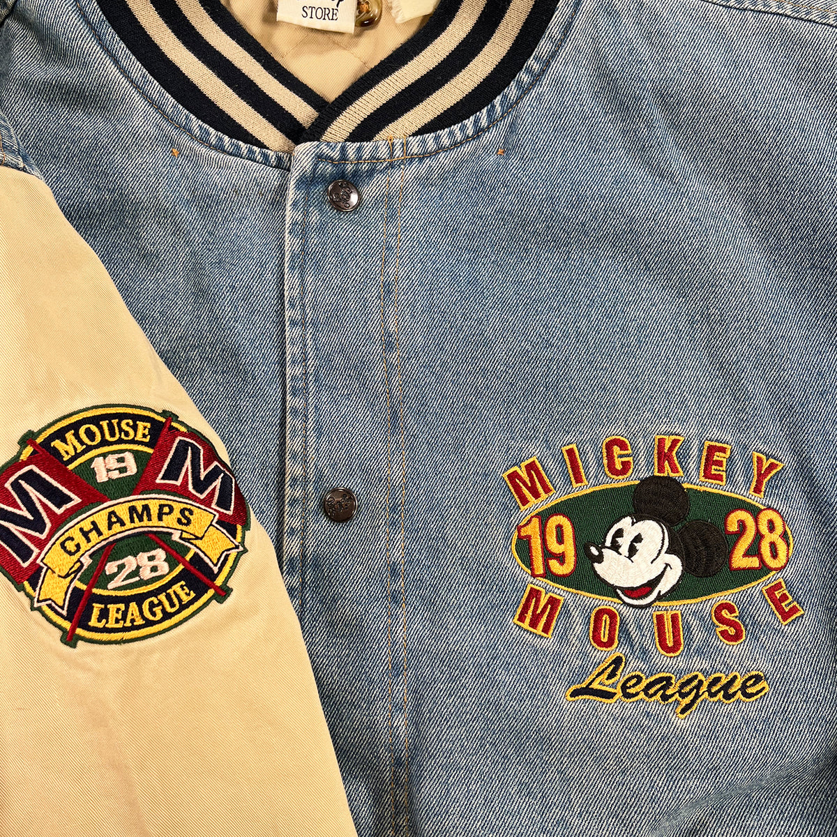 Vintage Disney Mickey Mouse league denim varsity jacket M/L – Gone ...